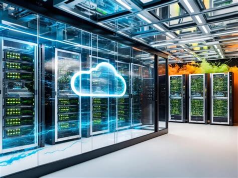 Premium Photo Modern Data Center With Server Racks And Cloud Icon