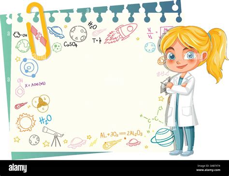 Illustration Of A Girl Scientist With Science Elements Stock Vector