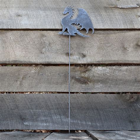 Metal Dragon Garden Stake Steel Gardening Decor Fantasy Yard Art M