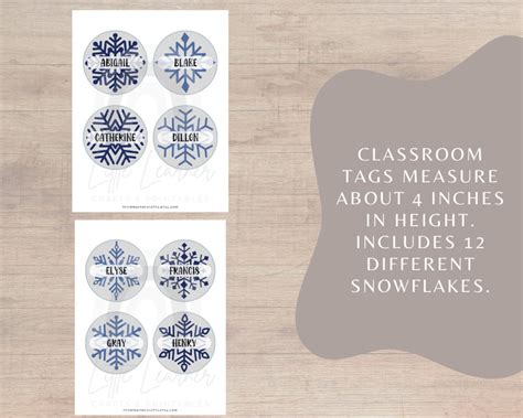 Snowflake Classroom Name Tags Editable Tags For Cubby Nametag Winter Classroom Tags Snow