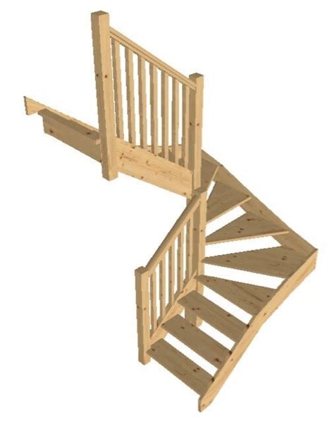 Pine Open Staircase With 6 Kite Winder