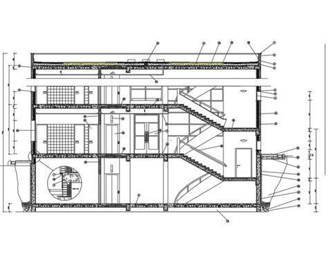 Dwg File Of Three Story House Building Section Plan
