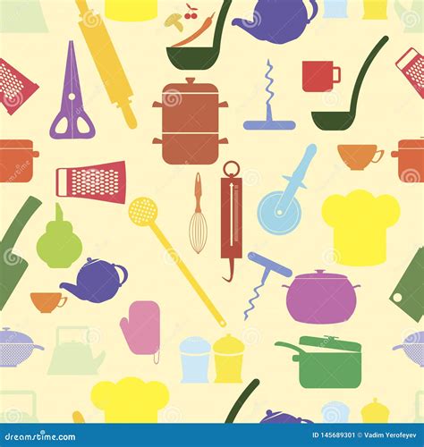 Cute Kitchen Pattern Vector Illustration Stock Vector Illustration