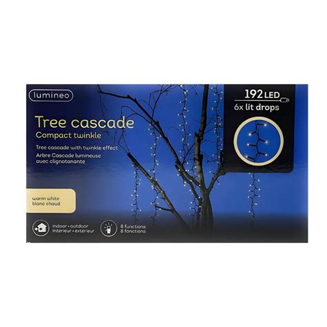 Lumineo Warm White Twinkle Led Tree Cascade 192 Lights 6 Drops Black Wire