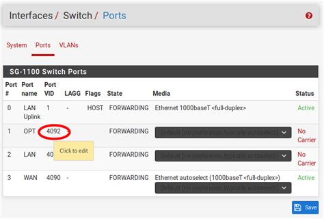 Netgate 1100 Security Gateway Manual — Configuring The Switch Ports