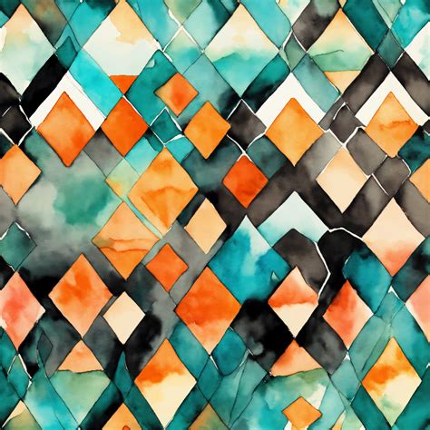 Lexica Graduated Ombré Watercolor Argyle Pattern Mixed Poly Accent