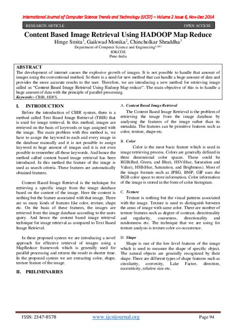 Pdf Content Based Image Retrieval Using Hadoop Map Reduce