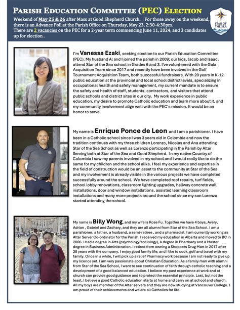 Pec Election Bios Star Of The Sea School Surrey British Columbia