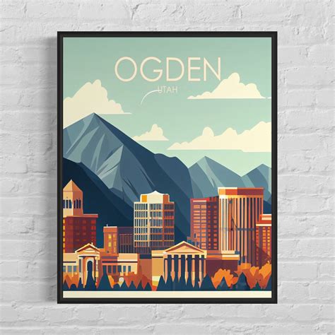 Ogden Utah Retro Art Print Ogden Wall Art Illustration Ogden Vintage