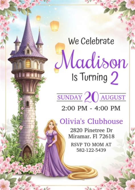 Rapunzel Birthday Invitation Template Postermywall