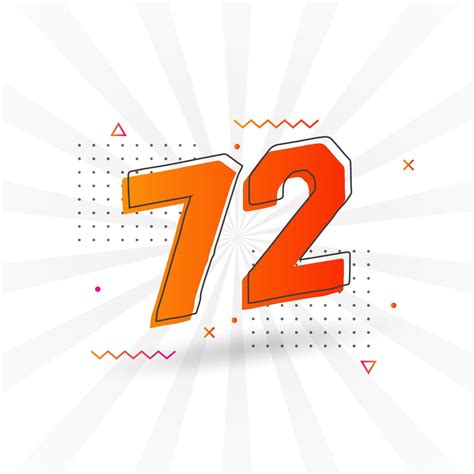 72 Number Vector Font Alphabet Number 72 With Decorative Element Stock
