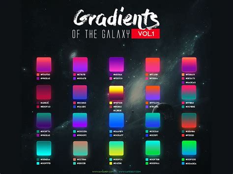 Gradients Of The Galaxy Color Chart Three Color Gradient Galactic