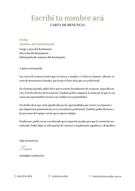 Plantillas De Cartas De Renuncia Gratis Para Editar Canva
