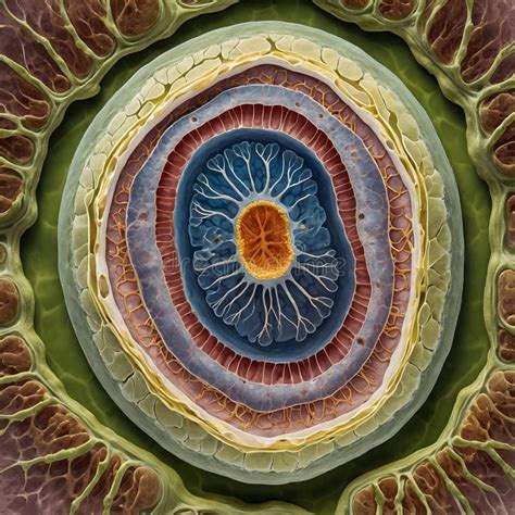 Detailed Plant Cell Diagram With Watercolor Shading In Botanical Style