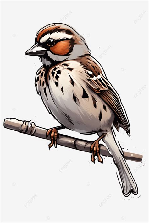 Cute Sparrow Bird Sticker On Plain White Background Cute Sparrow Bird Sticker Cute Sparrow
