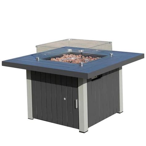 Moda Furnishings Jack Gray Square Aluminum Outdoor Fire Pit Table Mog