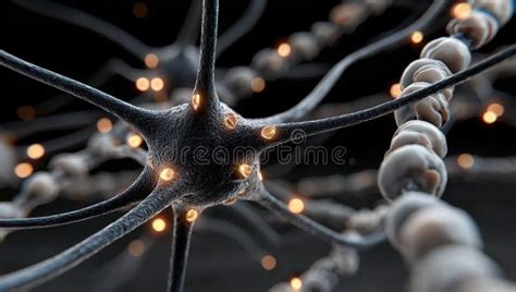Here Is A Detailed Closeup Image Of A Nerve Cell Located In The Brain