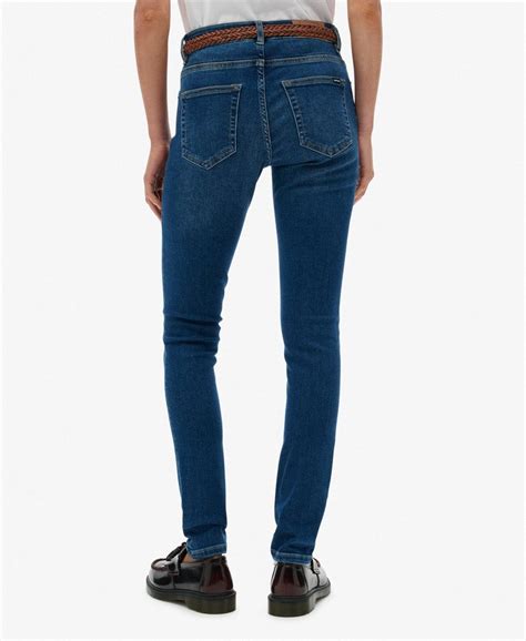 Womens Organic Cotton Mid Rise Skinny Jeans In Deep Indigo Denim