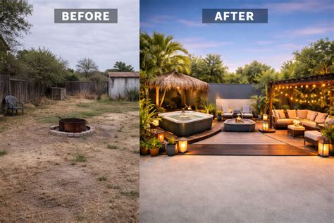 How To Turn A Basic Backyard Into A Dream Jacuzzi Oasis Before And After