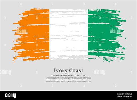 Ivory Coast Flag With Brush Stroke Effect And Information Text Poster