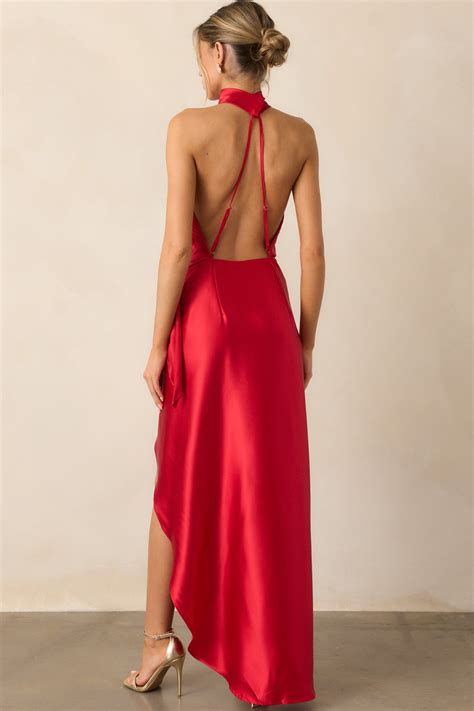 Red Satin Halter Neck Maxi Dress All Dresses Red Dress