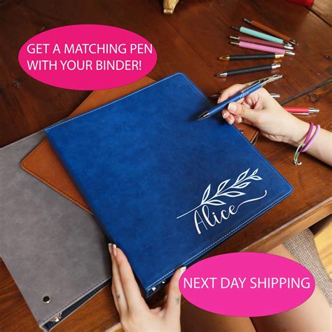 Business 3 Ring Binder Custom Binder Cover Engraved Binder Vegan
