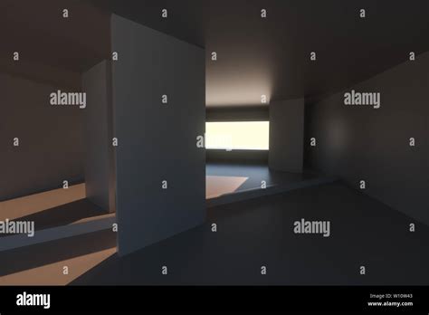 Empty Rough Room With Light Coming In From The Window 3d Rendering