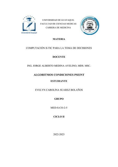Algoritmos Condiciones Pseint Evelyn Suarez Udocz