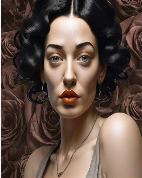Enigmatic Ai Art Print Alluring Woman Amidst Lush Roses Portrait Poster