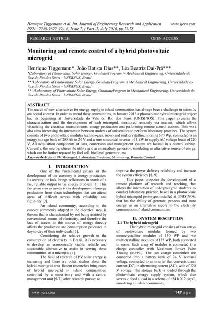 Monitoring And Remote Control Of A Hybrid Photovoltaic Microgrid Pdf