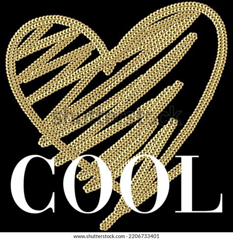 Illustration Heart Spangle Text Cool Gold Stock Vector Royalty Free
