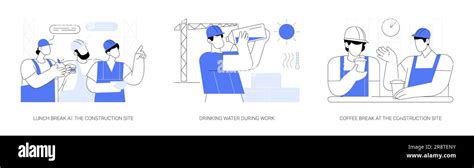 Builder Daily Routine Abstract Concept Vector Illustrations Stock