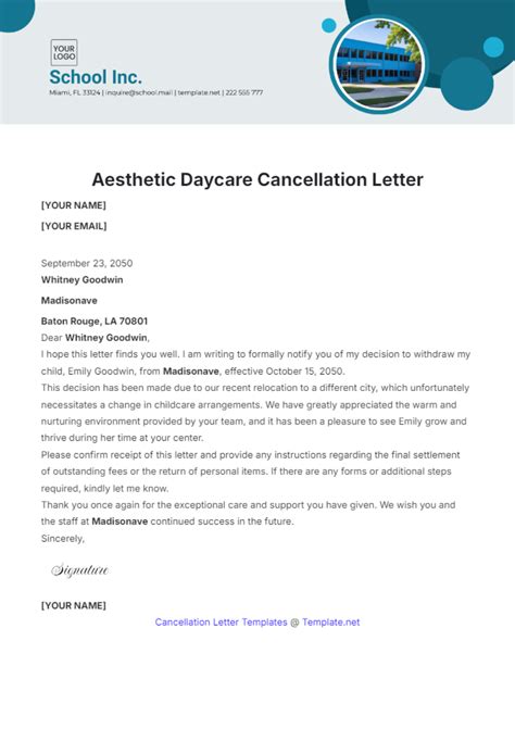 Free Daycare Closing Letter Layout Template Edit Online And Download