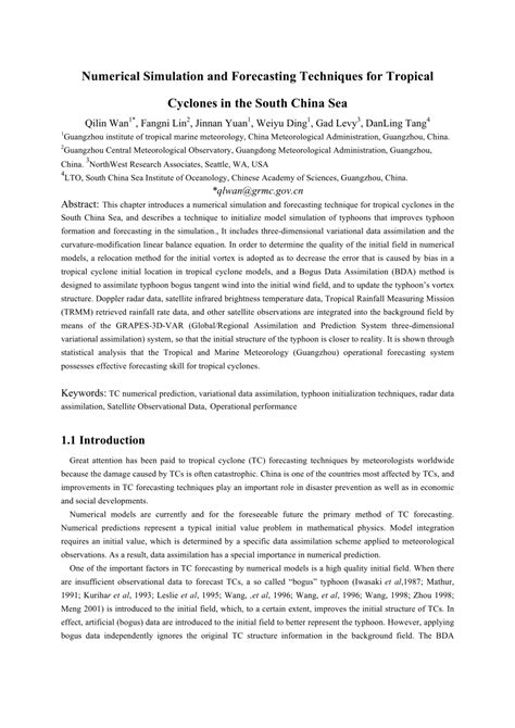 pdf numerical simulation and forecasting techniques for tropical
