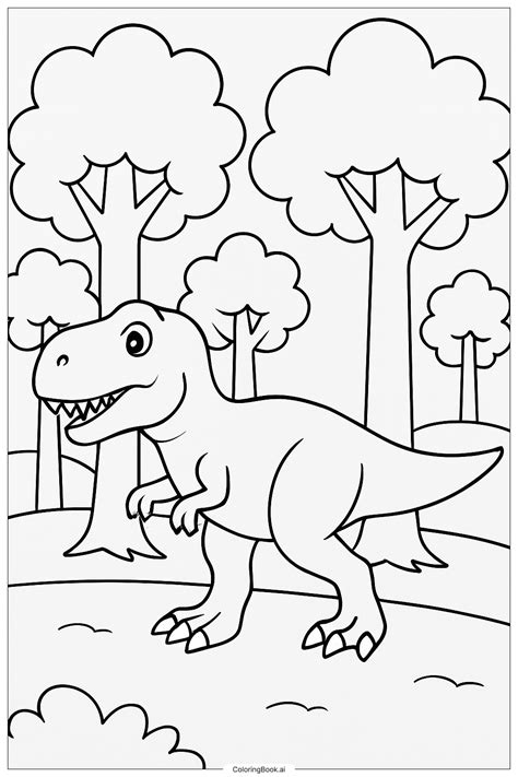 Trang Tô Màu T Rex Giữa Những Cây Khổng Lồ Có Thể In Miễn Phí Dưới định Dạng Pdf And Png