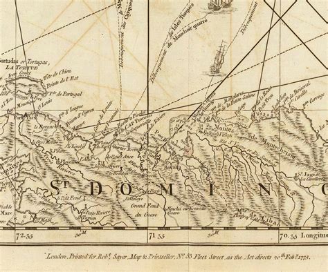 1775 Map Of The Windward Passage Etsy
