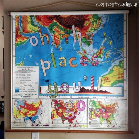 Oh The Places Youll Govintage Pull Down School Map Etsy Vintage