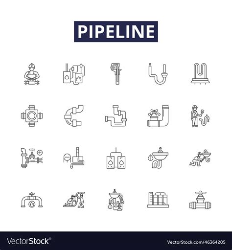 Pipeline Line Icons And Signs Royalty Free Vector Image