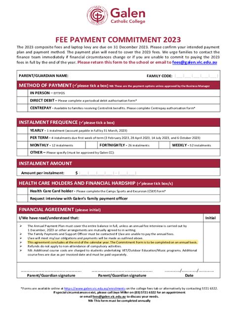 Fillable Online 2023 Fee Payment Commitment Form Fax Email Print