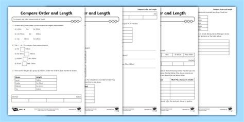 👉 Comparing And Ordering Length Differentiated Activity Sheet