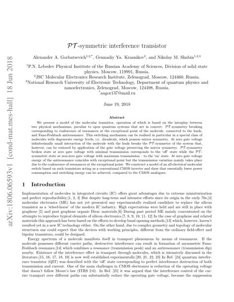 Pdf Pt Symmetric Interference Transistor