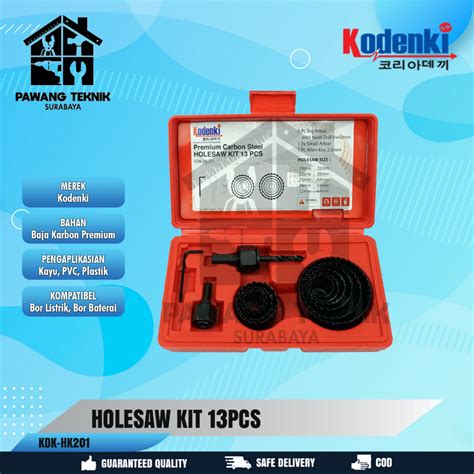 Jual Kodenki Mata Bor Kayu Hole Saw Kit 13pcs Mata Bor Pelubang Kayu