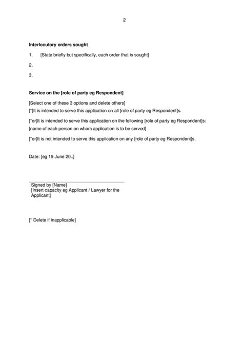 Interlocutory Application Australia In Word And Pdf Formats Page 2 Of 2