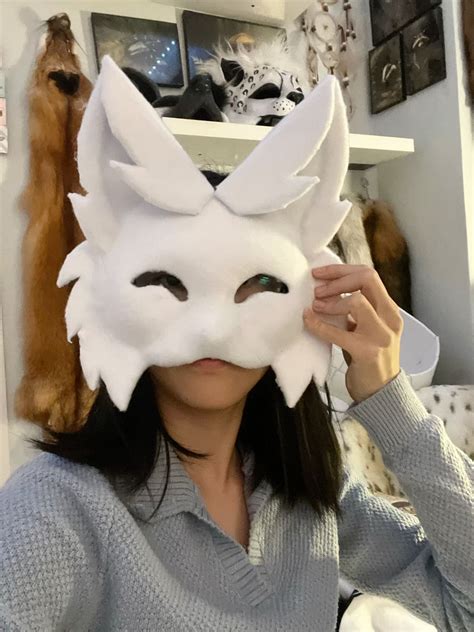 Meow Therians Mask And Tail Therian Mask White Fox Cute Cat Mask Ideas