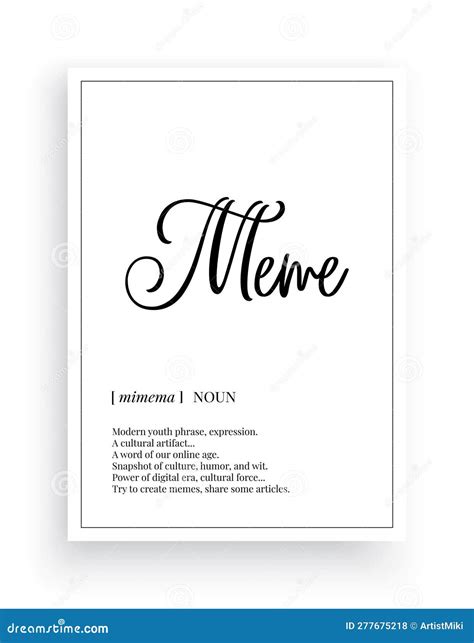 Meme Definition Vector Minimalist Poster Design Noun Description 277675218