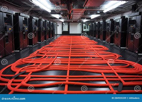 Data Center Floor With Cable Management System Stock Image Image Of Room Center 284925339