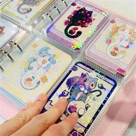 Collectible Cards Cats 200 Cute Holographic Illustrations Etsy