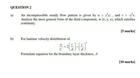 solved question 2 a an incompressible steady flow pattern