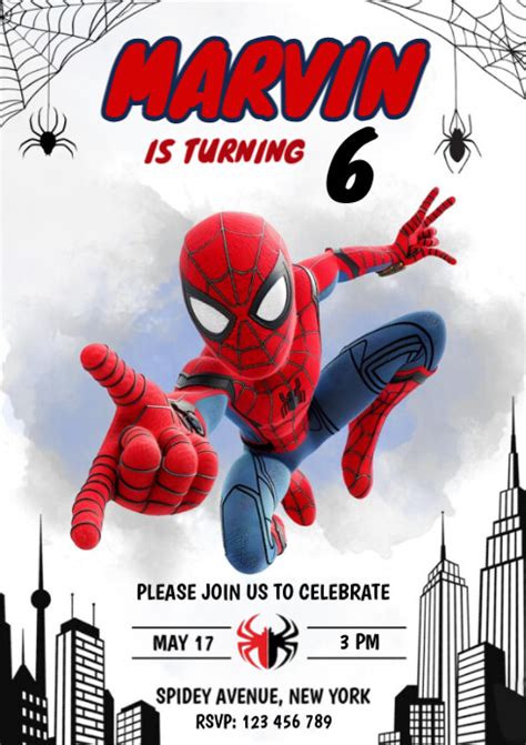 Spiderman Birthday Invitation Template Postermywall