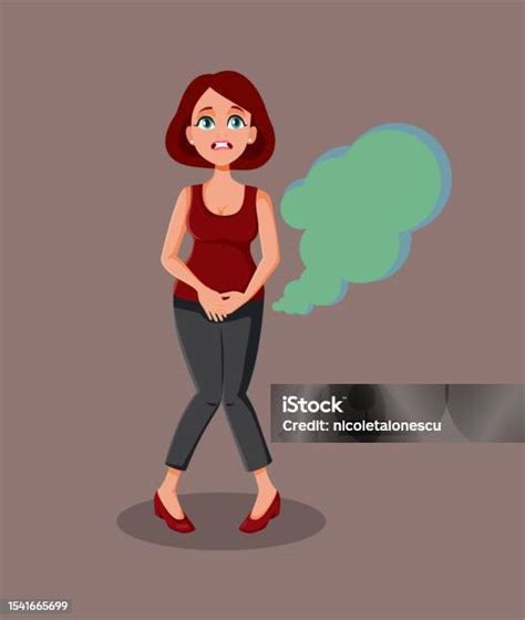 Wanita Kentut Karena Masalah Kesehatan Ilustrasi Kartun Vektor Ilustrasi Stok Unduh Gambar